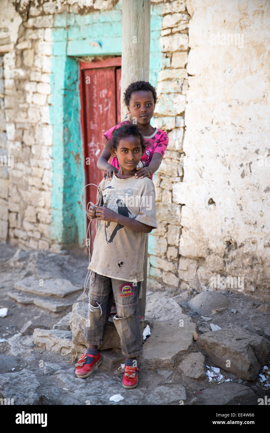 Children in front of the house in Mekele, Ethiopia, Arfika Stock Photo ...