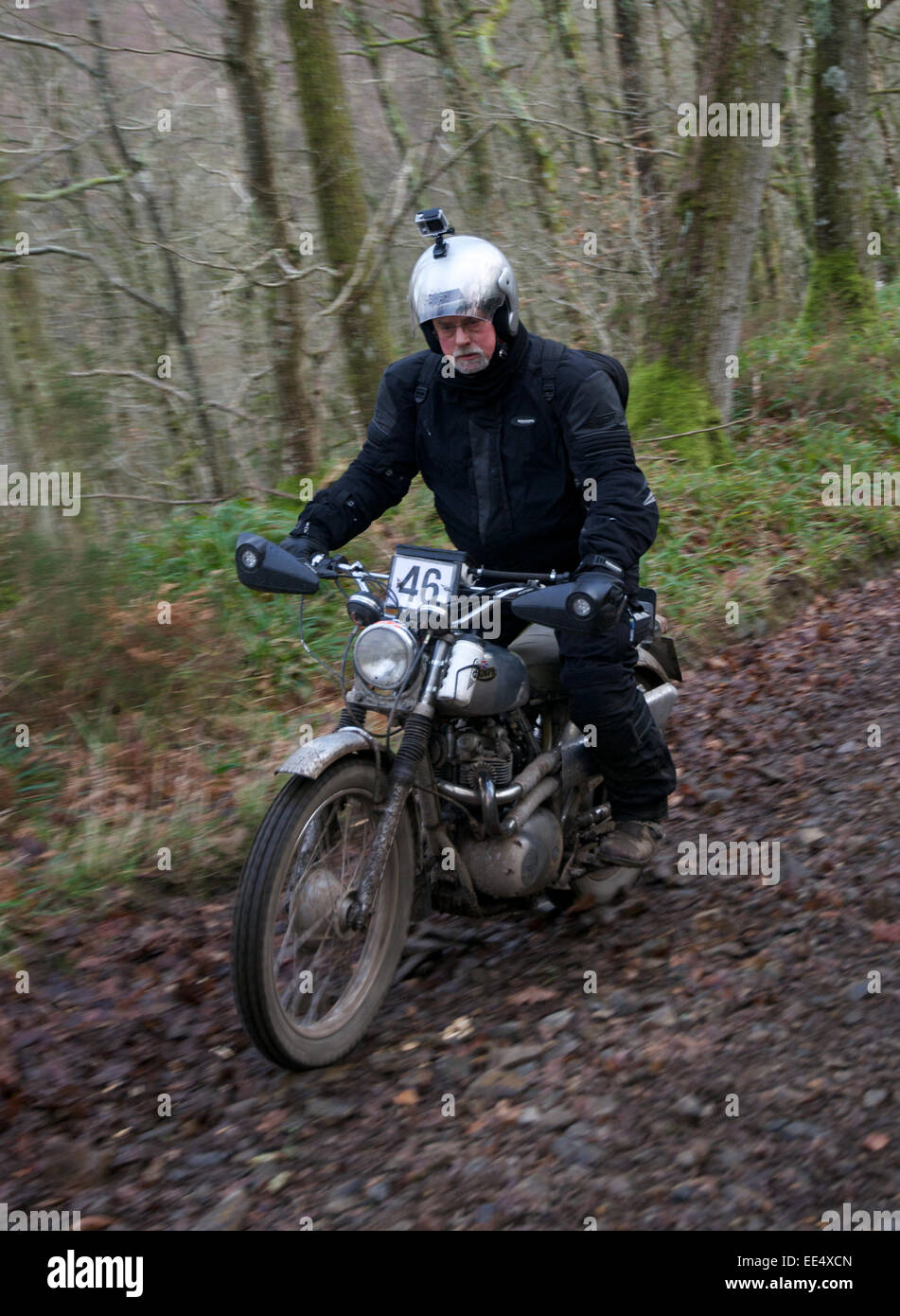 Motorcycle competitors on the Fingle Section of the 2015 Exeter Trial ...