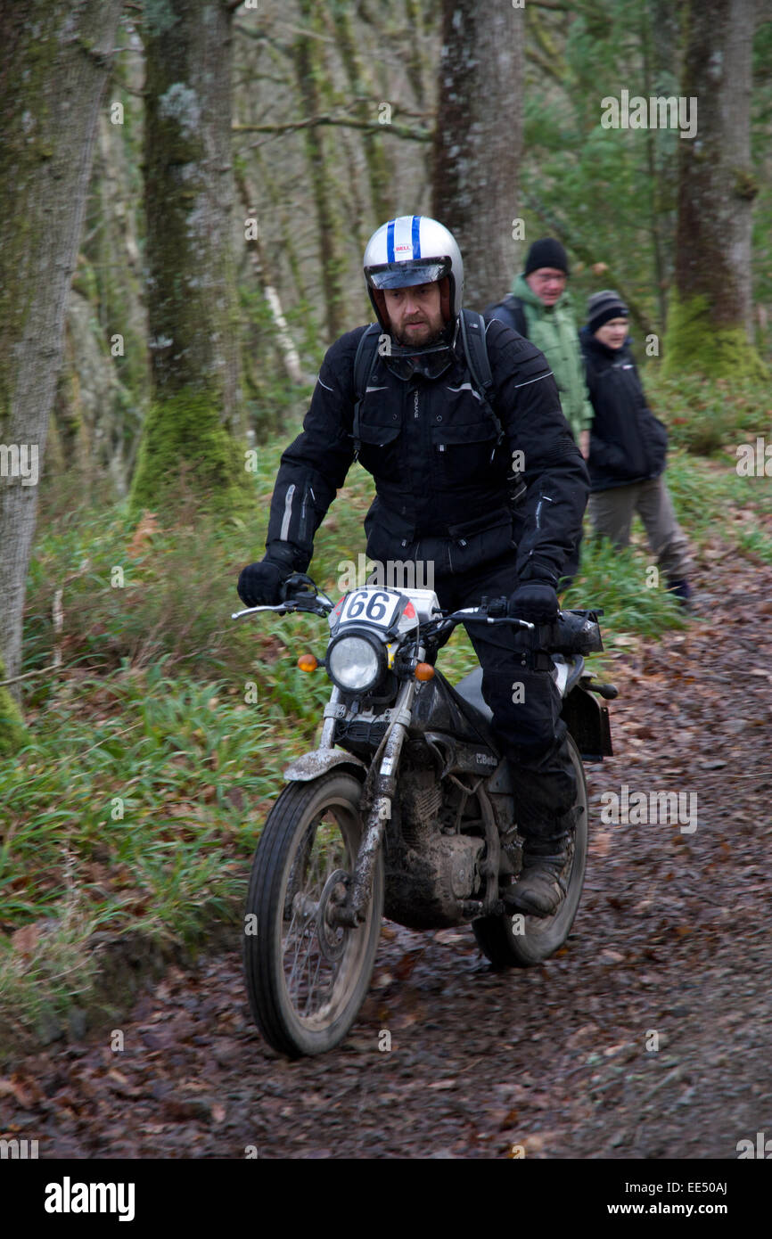 Motorcycle competitors on the Fingle Section of the 2015 Exeter Trial ...