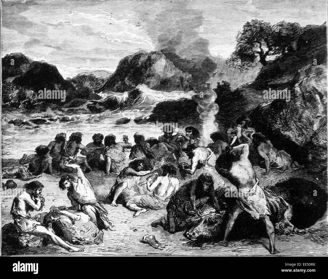 Primitive man engraving Black and White Stock Photos & Images - Alamy
