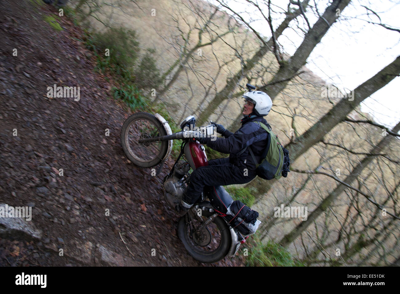 Motorcycle competitors on the Fingle Section of the 2015 Exeter Trial ...