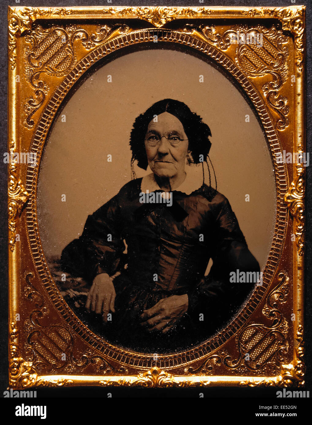 Elderly Woman In White Bonnet Portrait Daguerreotype Circa 1850s
