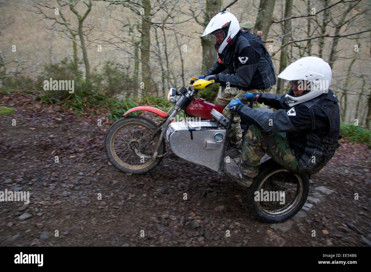 Motorcycle competitors on the Fingle Section of the 2015 Exeter Trial ...