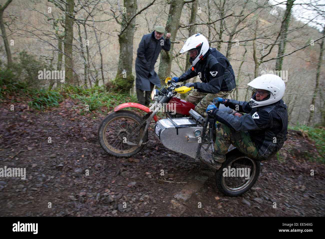 Motorcycle competitors on the Fingle Section of the 2015 Exeter Trial ...