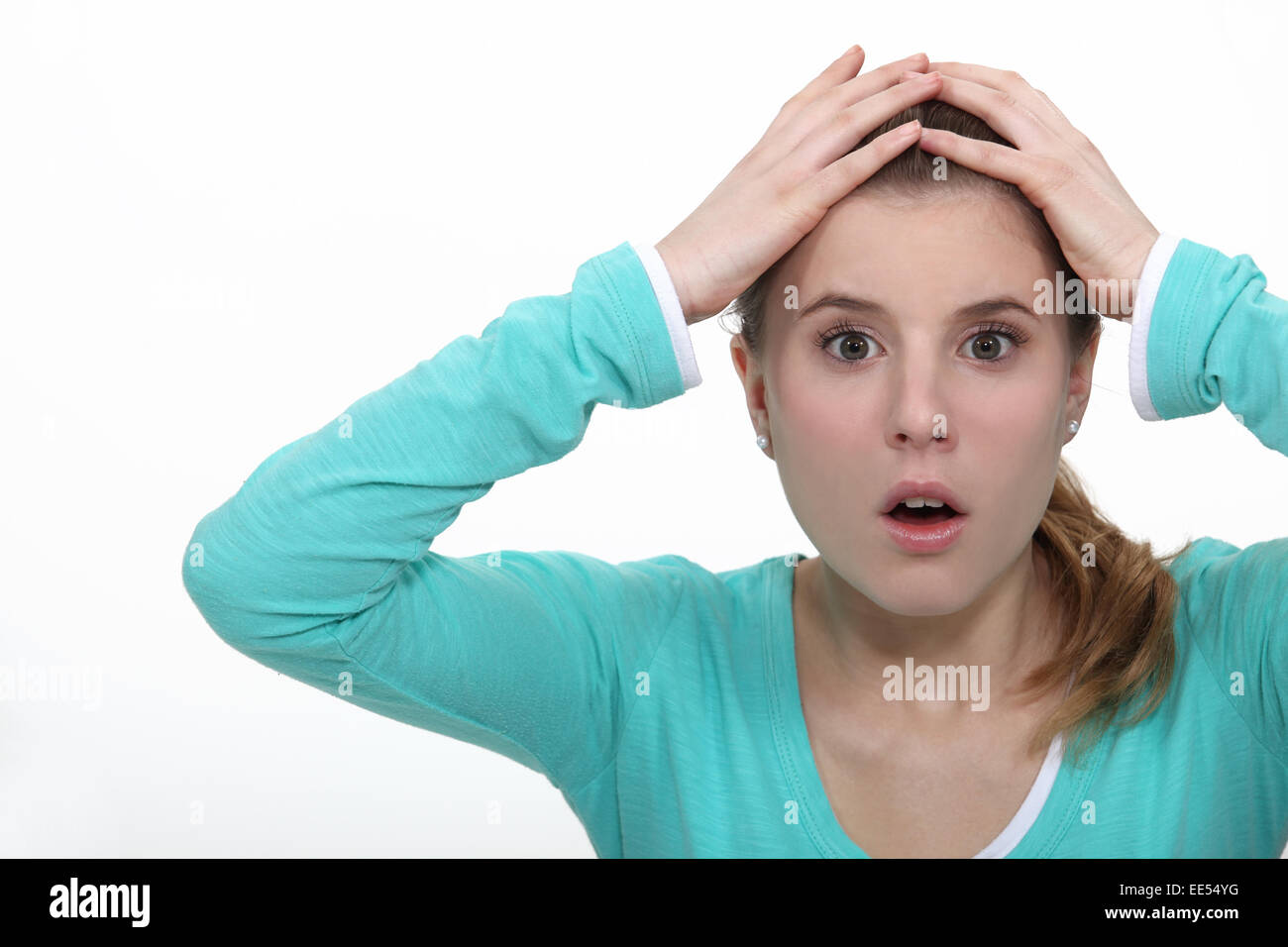 Woman in shock Stock Photo - Alamy