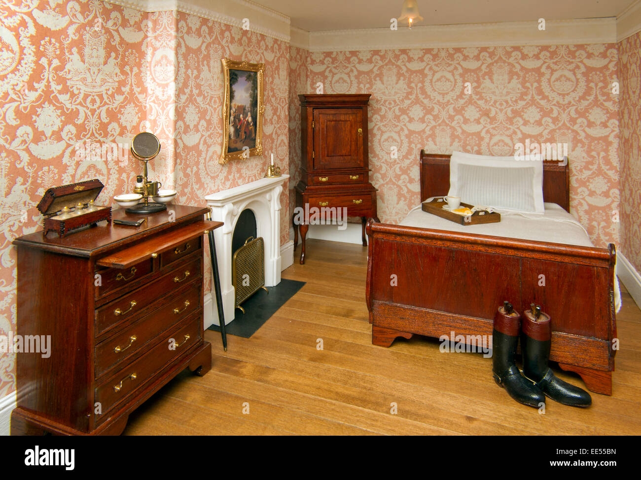 Regency Period Dolls House Showing The Miniature Interiors And