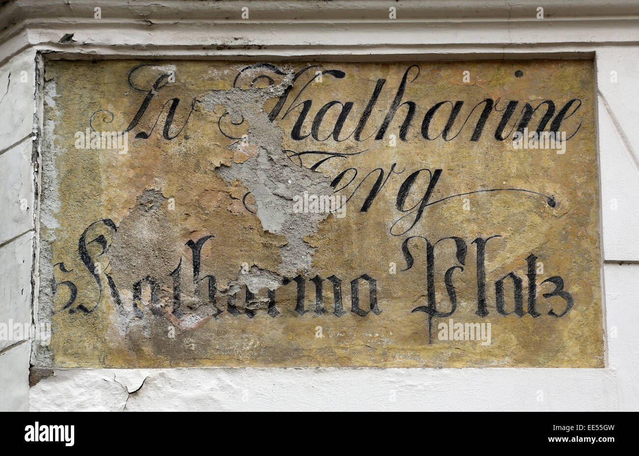 Ancient street name sign in the Upper Town of Zagreb, Croatia Stock ...