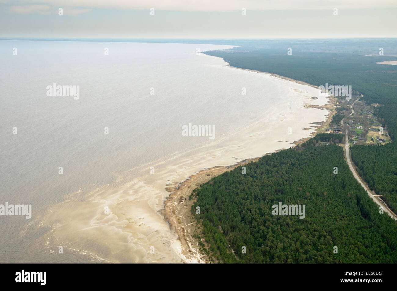Aerial shot of the western coast of the Gulf of Riga, Baltic Sea Stock ...