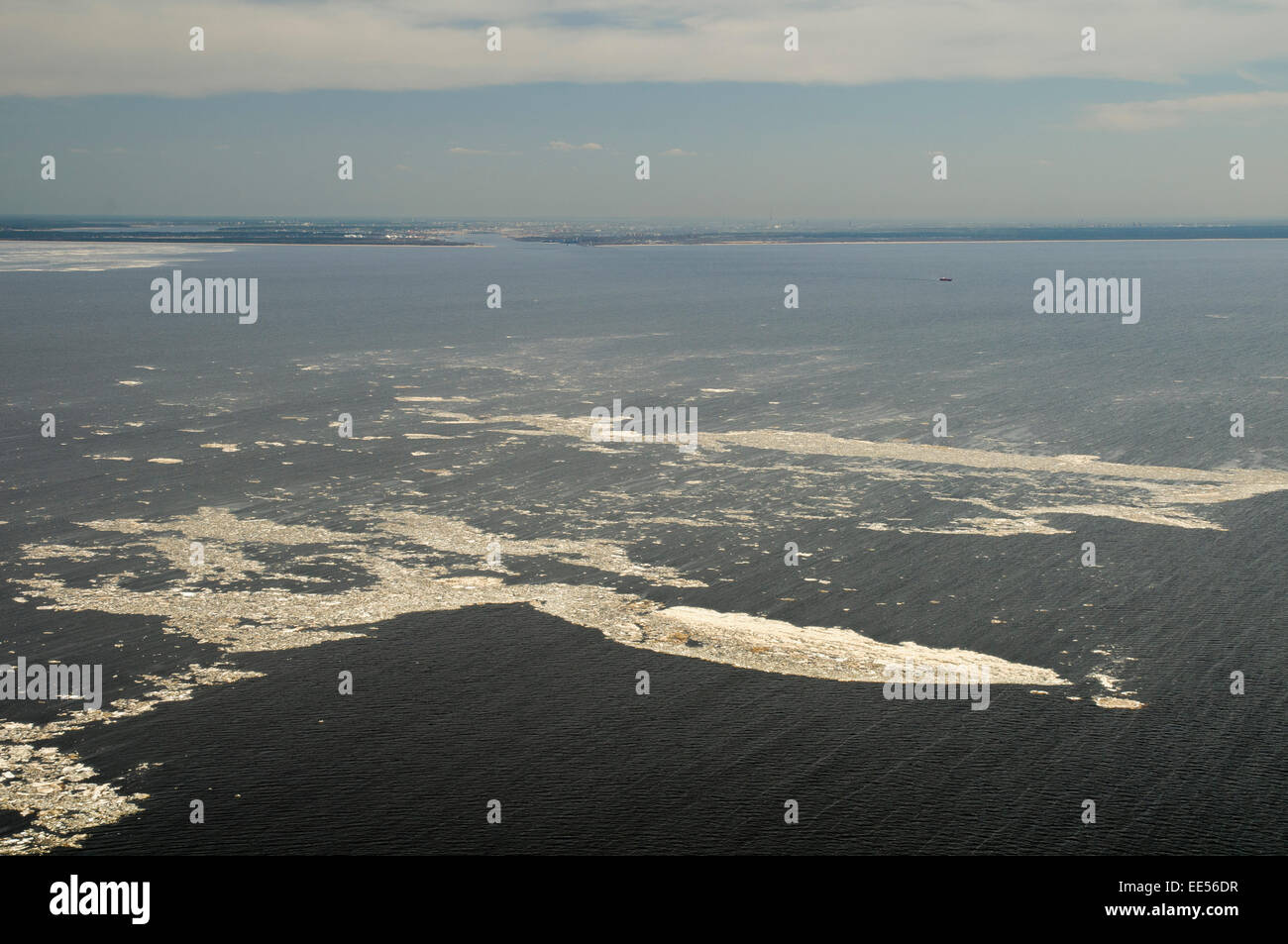 Aerial view of ice floes in the Gulf of Riga, Baltic sea Stock Photo ...
