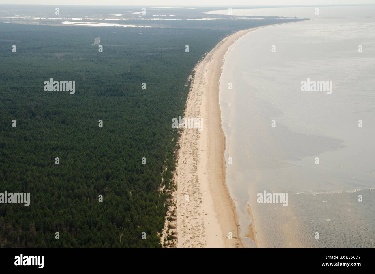 Aerial photo of Baltic seacoast, sandy beach of Riga Gulf Stock Photo ...