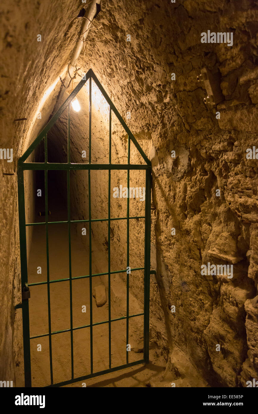 Excavated tunnel deep in the Great Pyramid of Cholula or ...