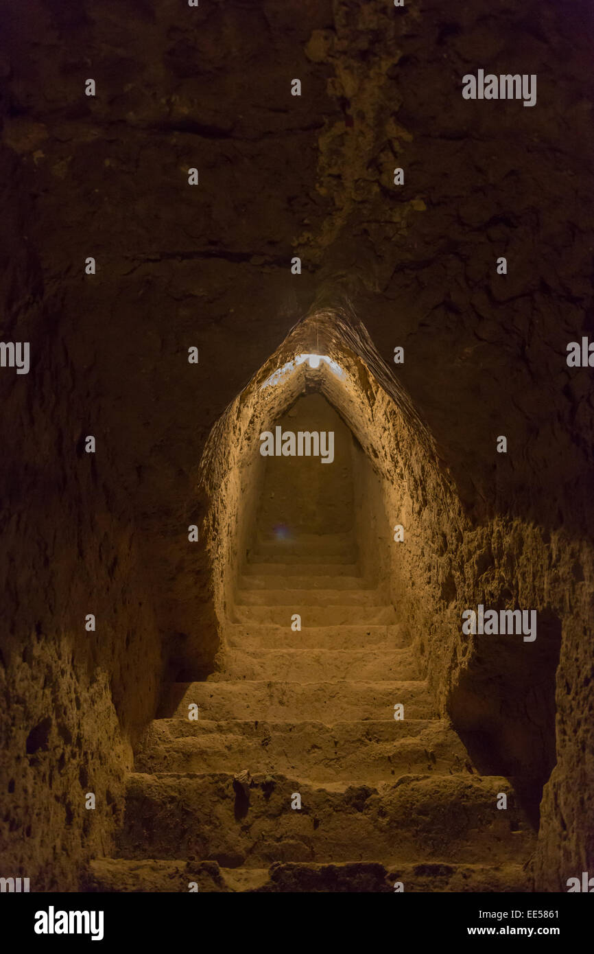 Excavated tunnel deep in the Great Pyramid of Cholula or ...