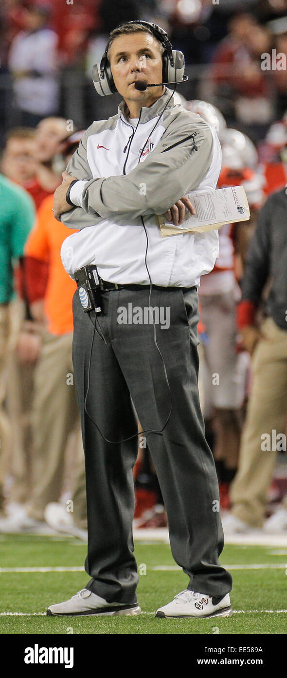 Arlington, TX, USA. 12th Jan, 2015. Ohio State Head Coach Urban Meyer ...