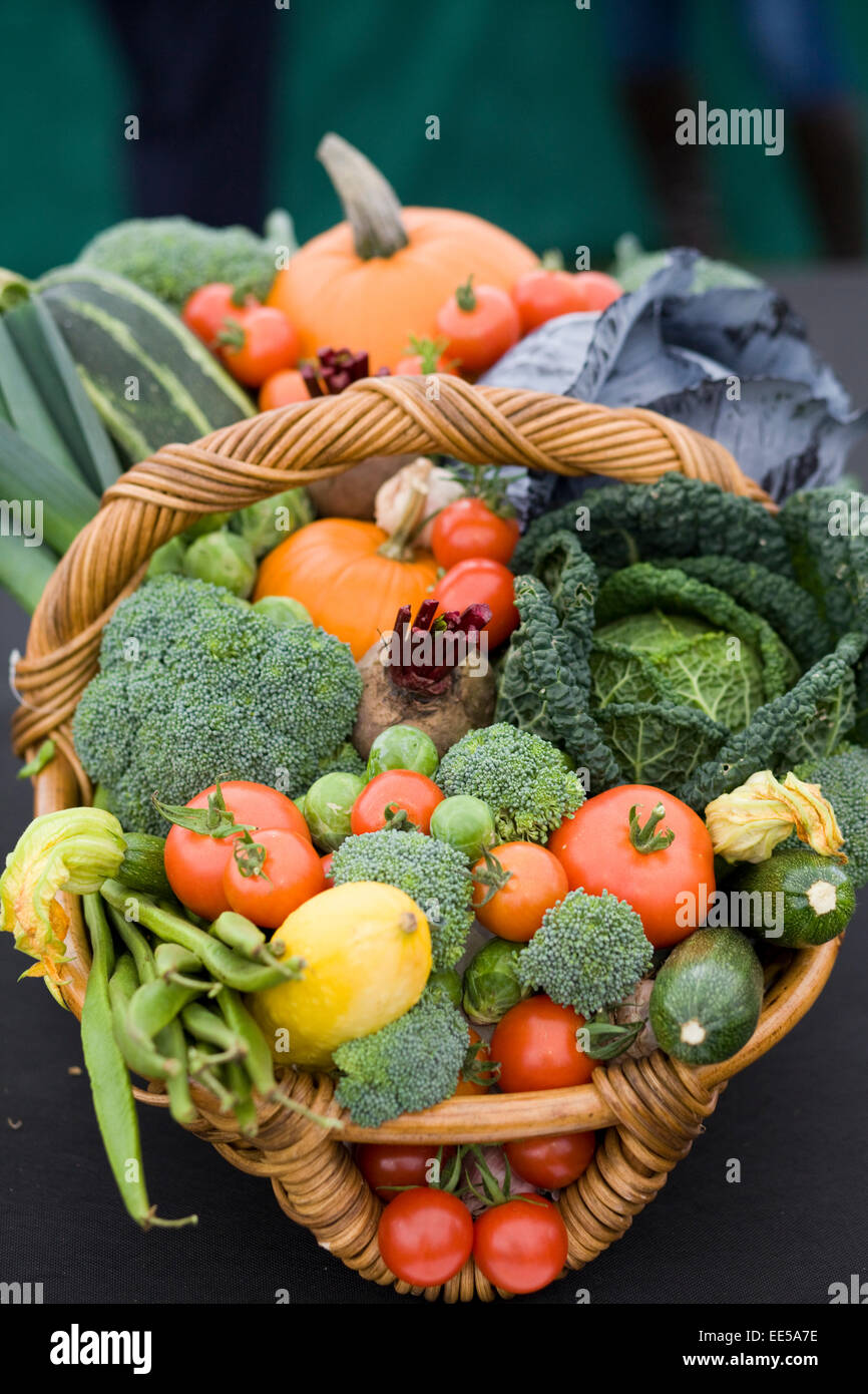 Harvest display Wicker Basket full of Winter Vegetables Stock Photo - Alamy