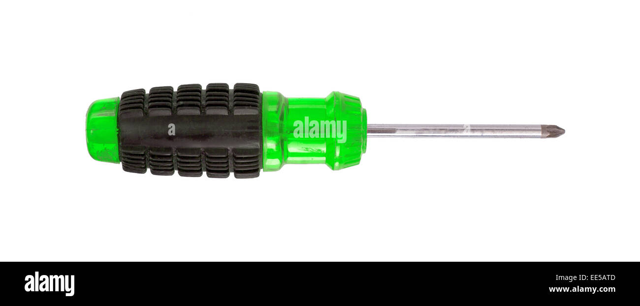 Modern screwdriver isolated on a white background, green Stock Photo ...