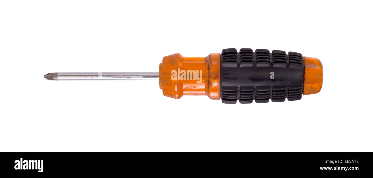 Modern screwdriver isolated on a white background, orange Stock Photo ...