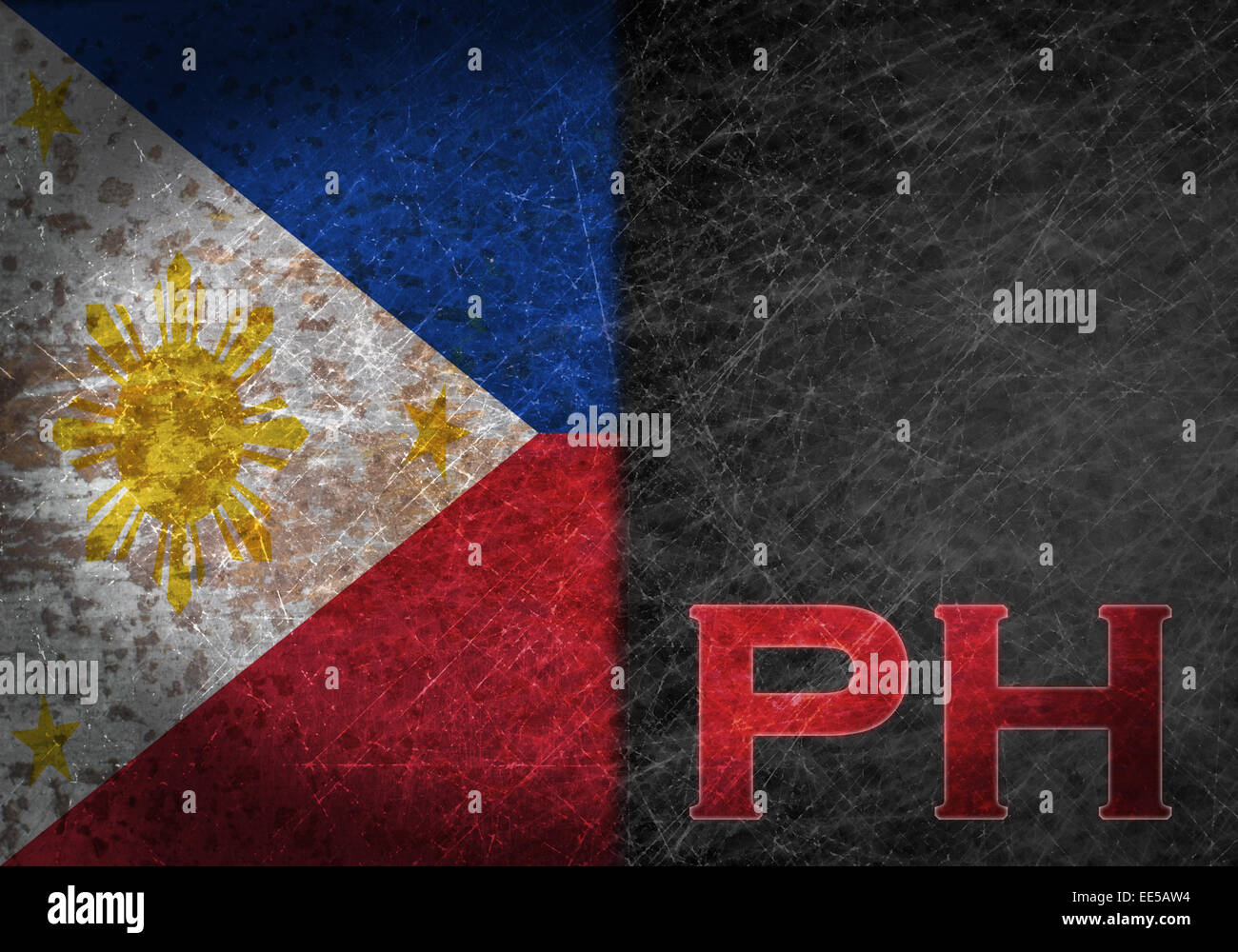 Old rusty metal sign with a flag and country abbreviation - Philippines ...