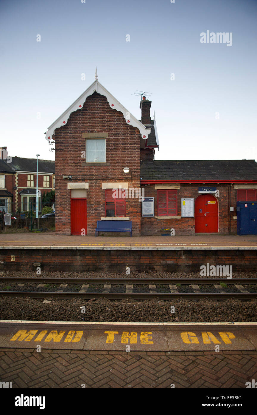 Small urban railway station buildings in Winter Stock Photo - Alamy