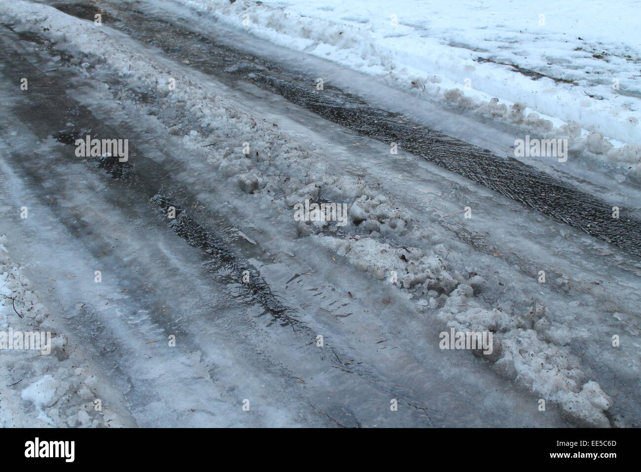 Ice melting into water on the road hi-res stock photography and images ...