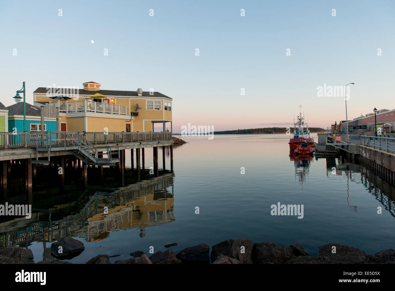 Waterfront buildings at Spinnakers Landing, Summerside, Prince Edward Island, Canada Stock Photo ...