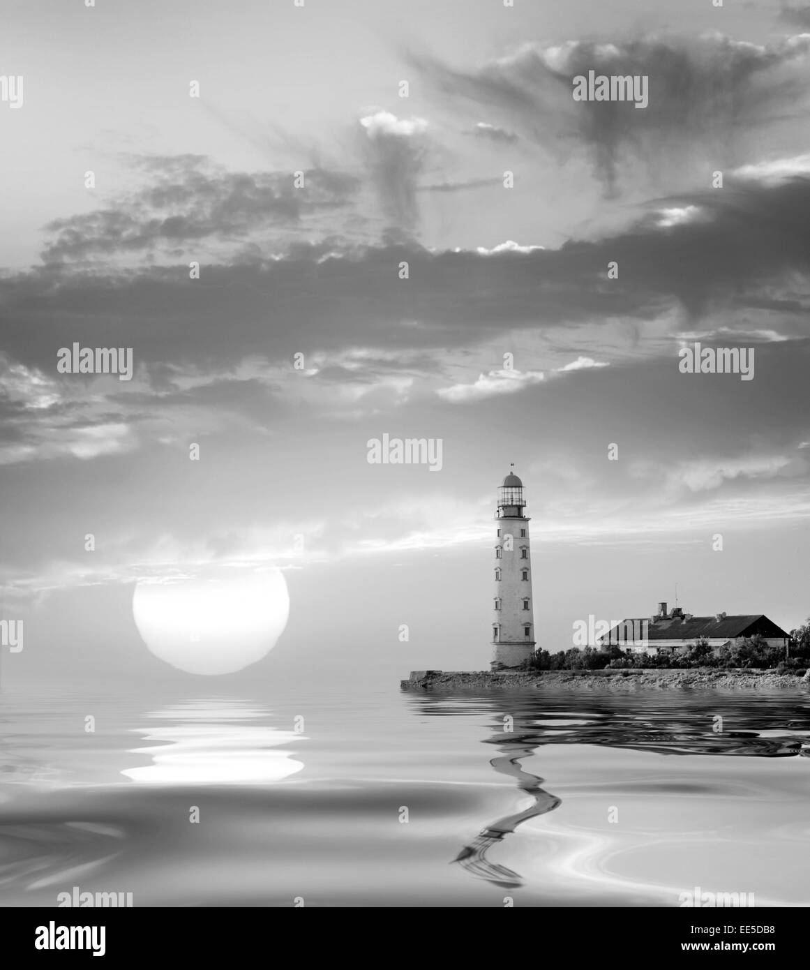 Twilight lighthouse Black and White Stock Photos & Images - Alamy
