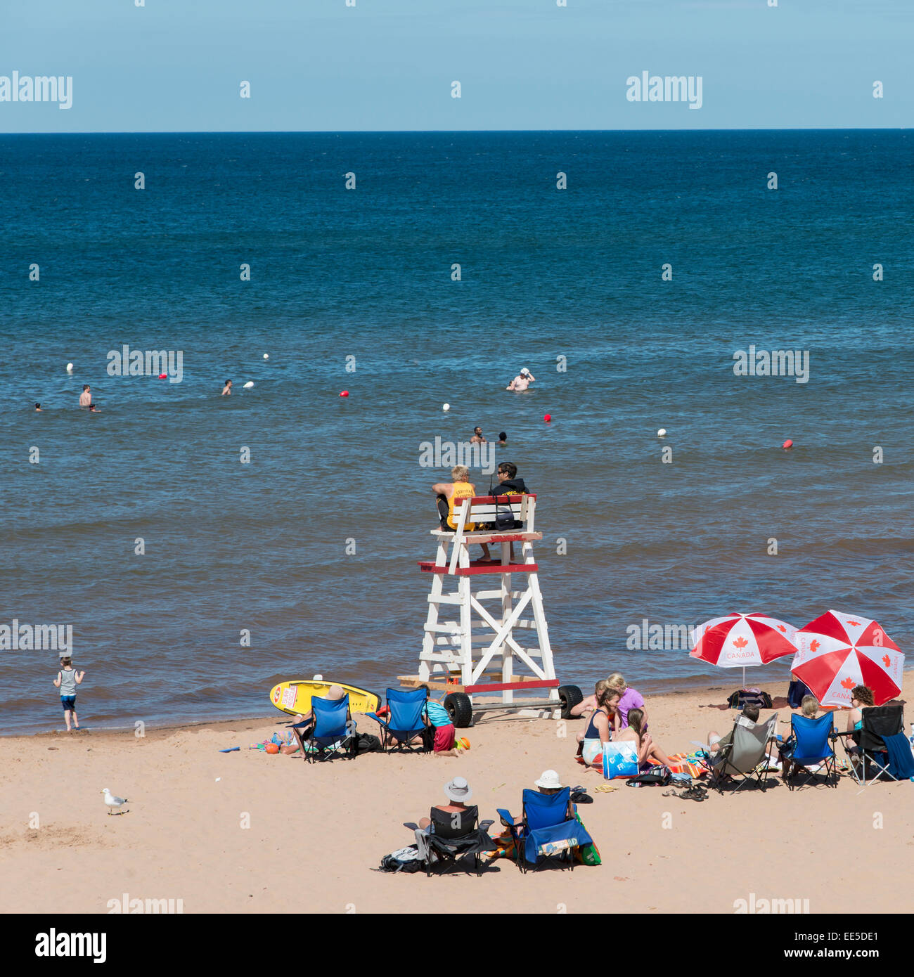 Tourists on the beach, Cavendish Beach, Green Gables, Prince Edward ...