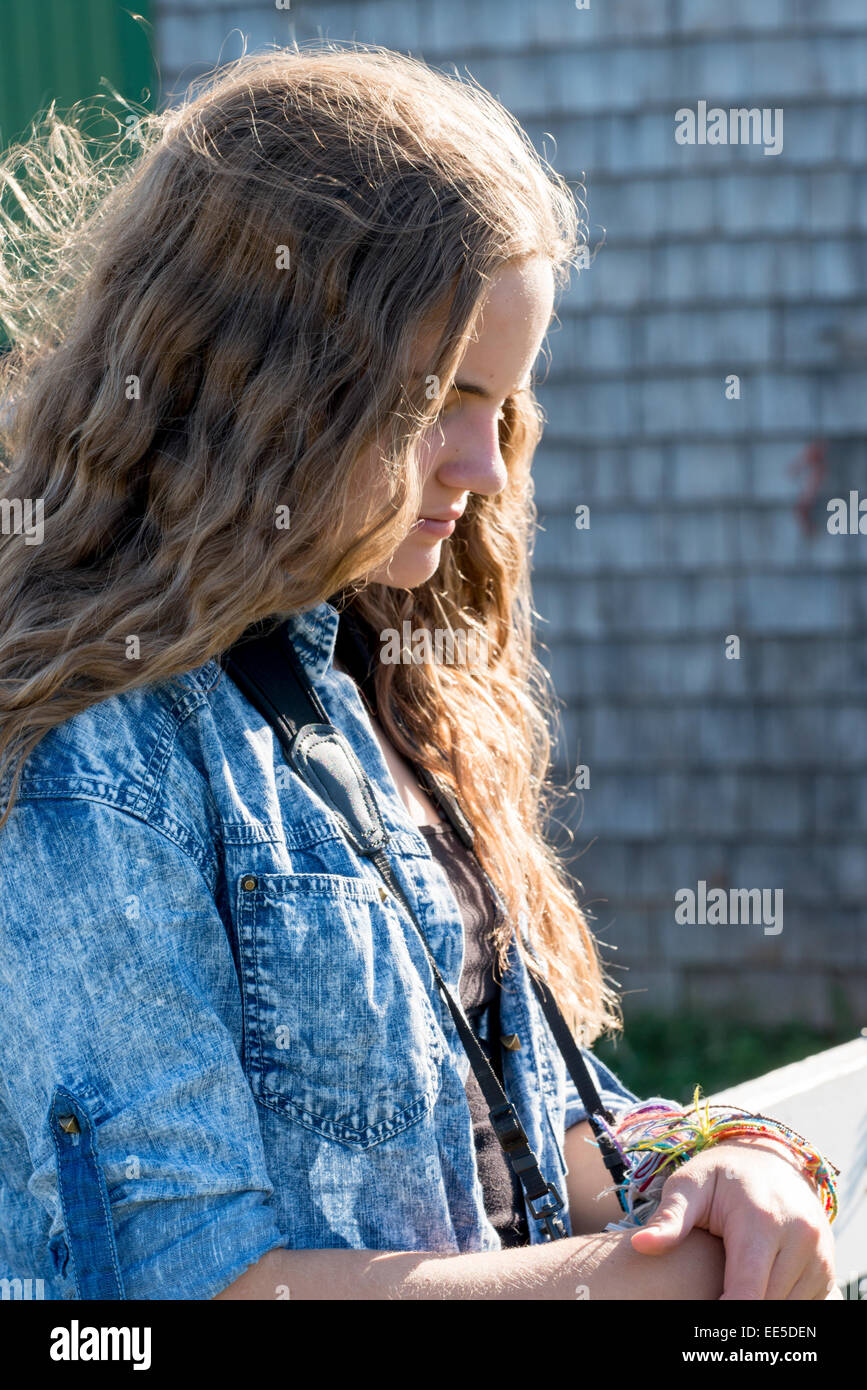 Side view of a girl, Green Gables, Prince Edward Island, Canada Stock ...