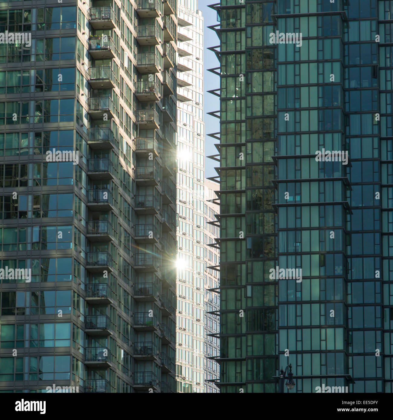 Modern glass buildings in downtown, Vancouver, British Columbia, Canada ...