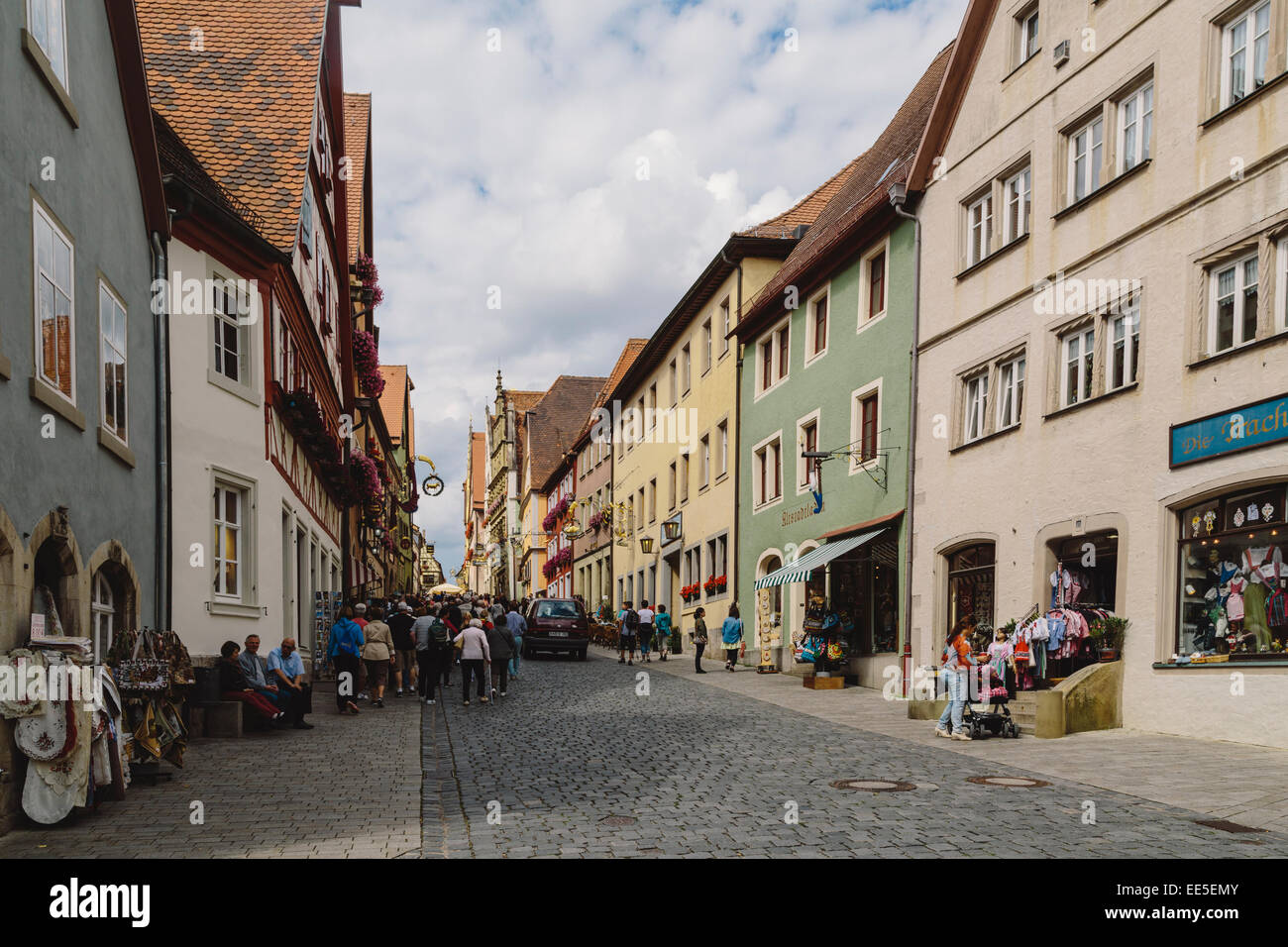 Street scene, Rothenburg ob der Tauber, Romantic Road, Germany Stock ...