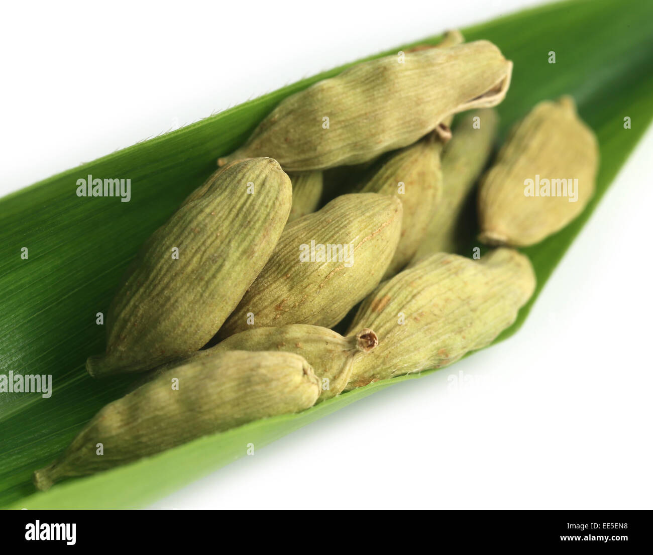 Close up of Cardamom seed in green leaf Stock Photo - Alamy