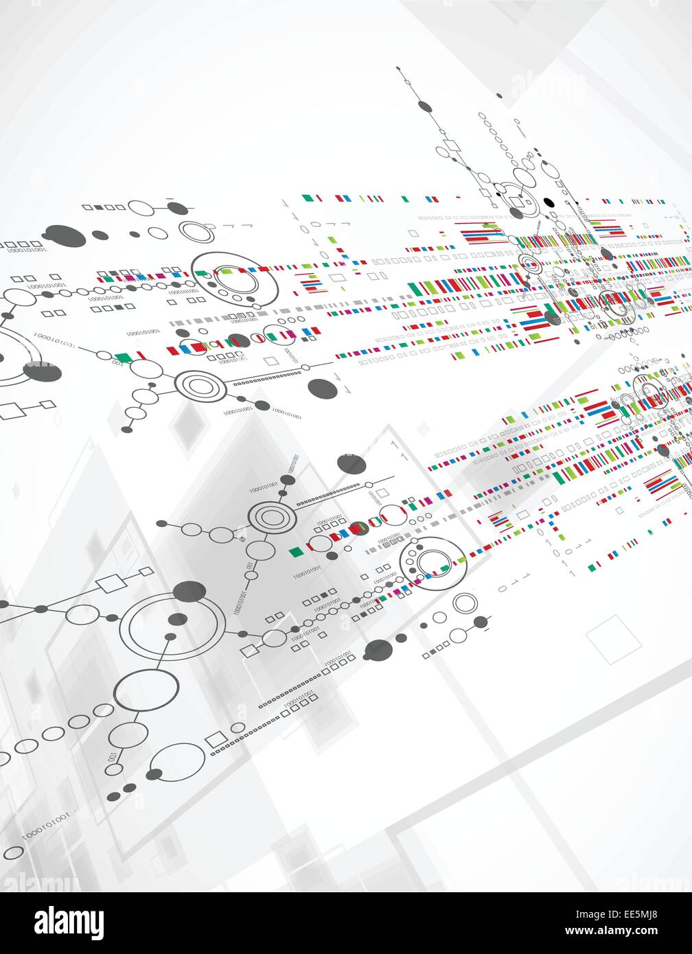 Abstract technological background with various technological elements ...