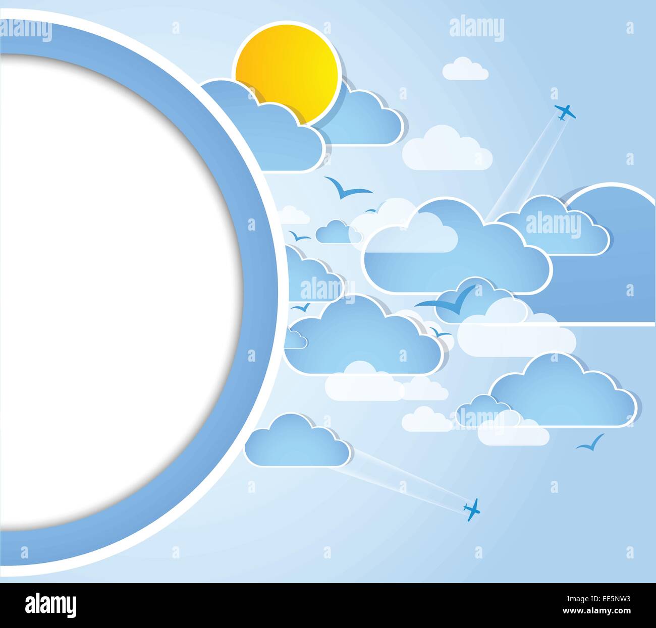 Good weather round background. Blue sky with clouds. Vector Stock ...