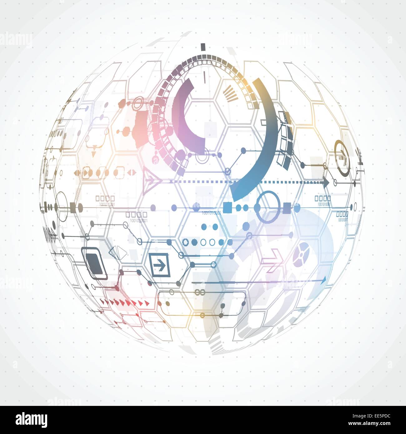 Abstract technological background with various technological elements ...