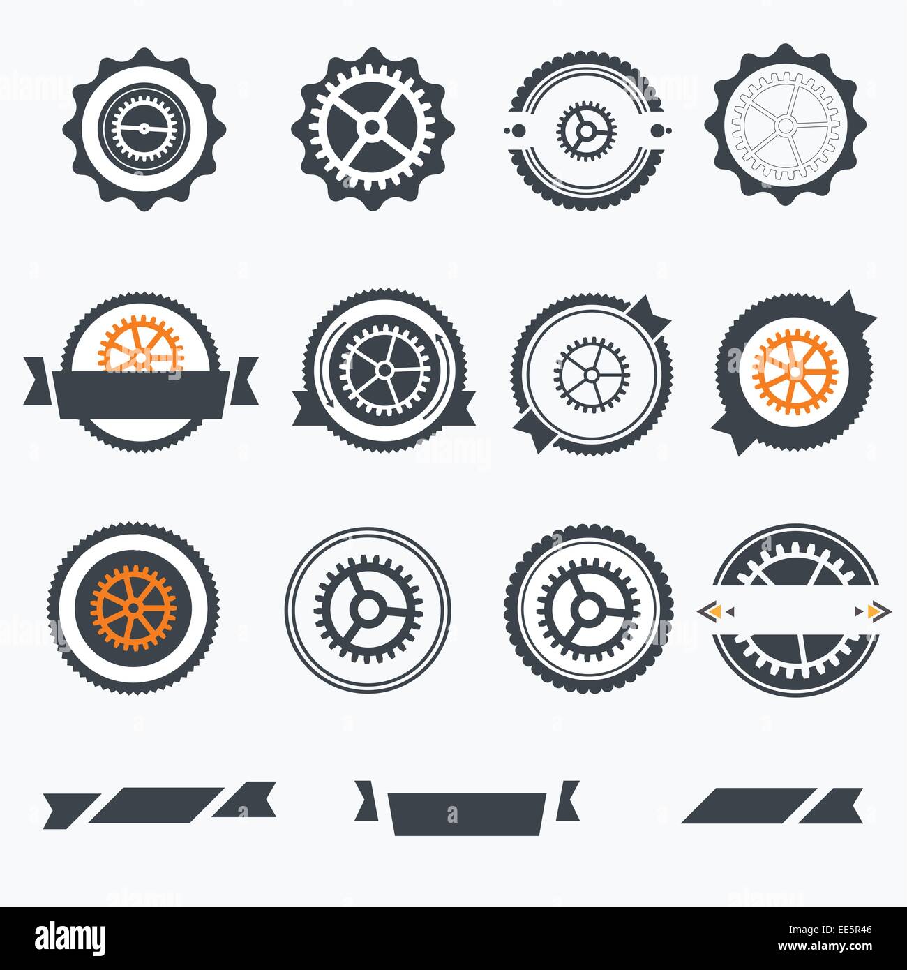 Gear wheels labels set Stock Vector Image & Art - Alamy