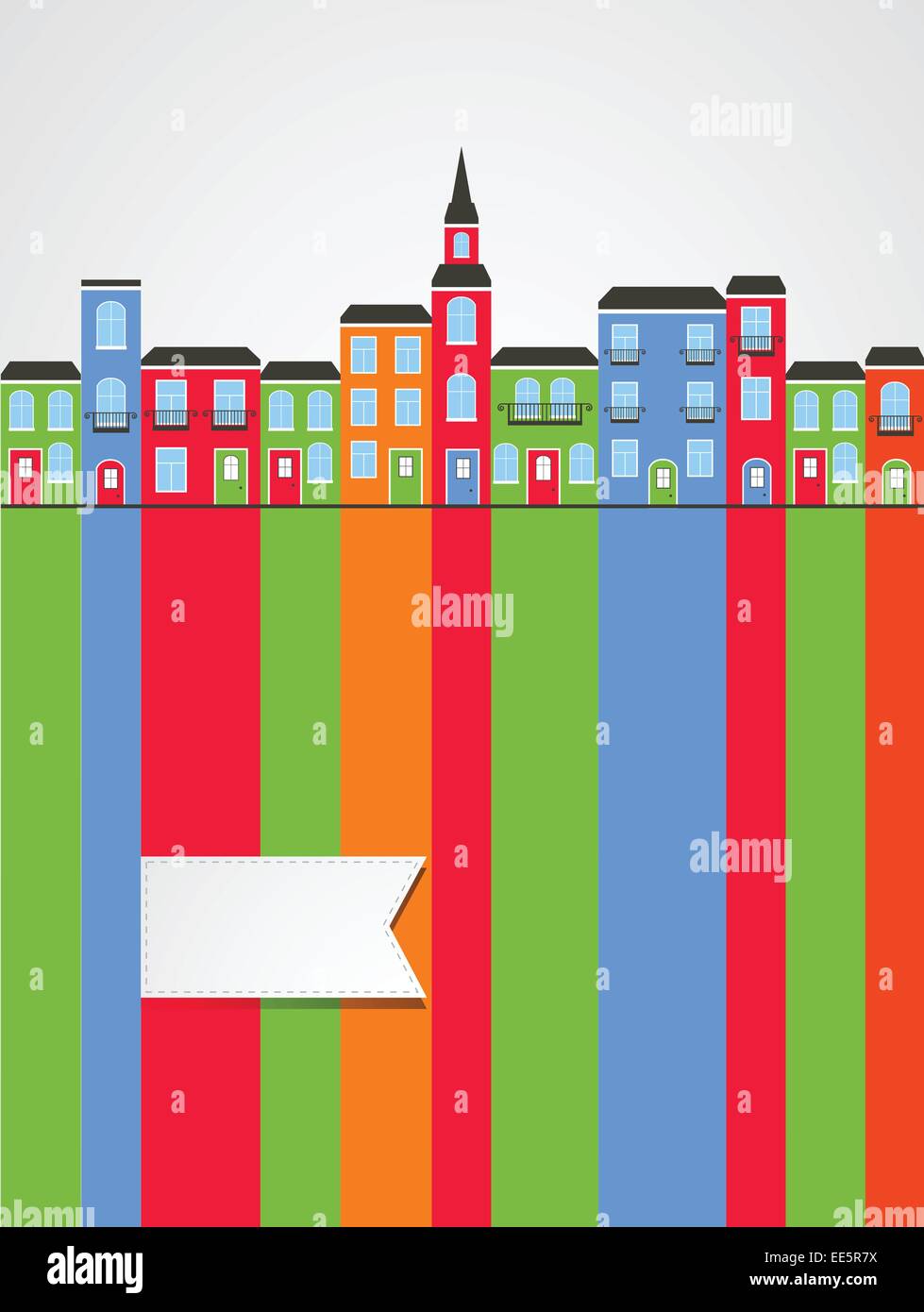 The coloured abstract houses are presented as continuation of lines ...