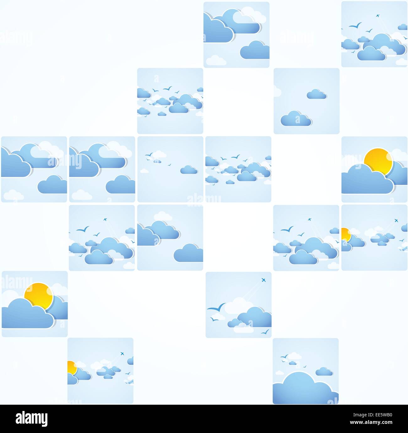 Mosaic theme. Good weather background. Blue sky with clouds. Vector ...