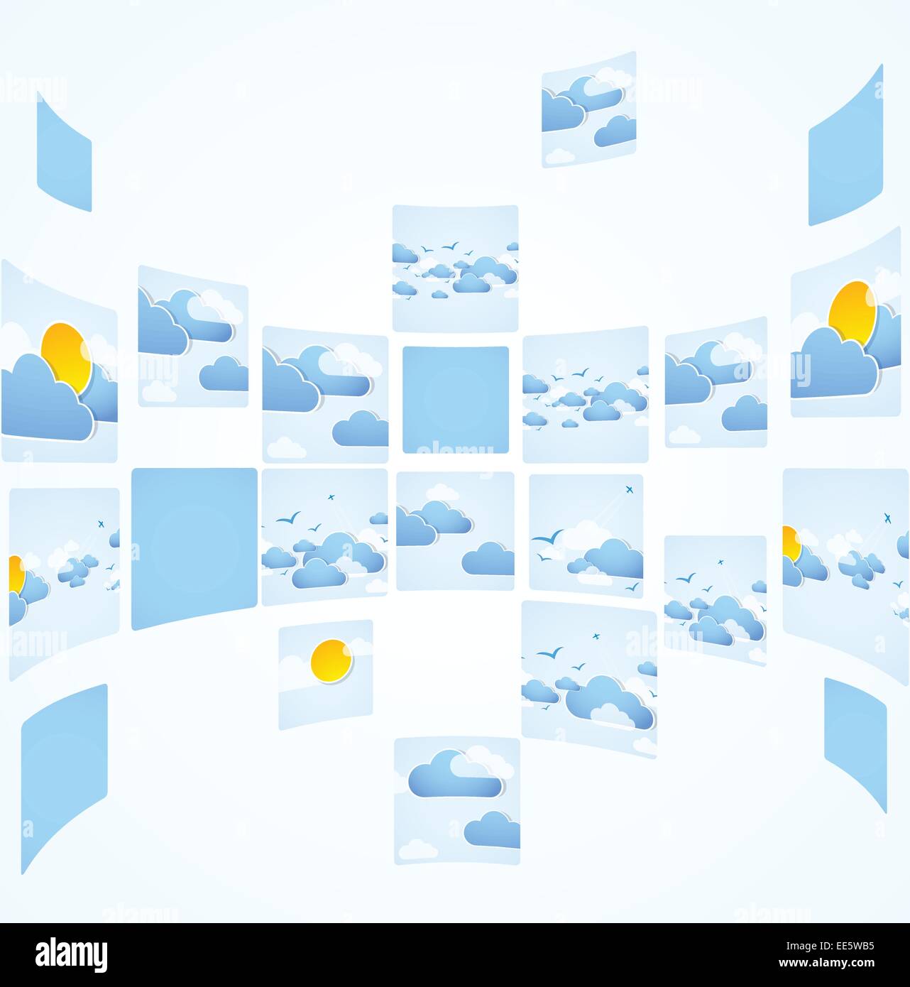 Mosaic theme. Good weather background. Blue sky with clouds. Vector ...