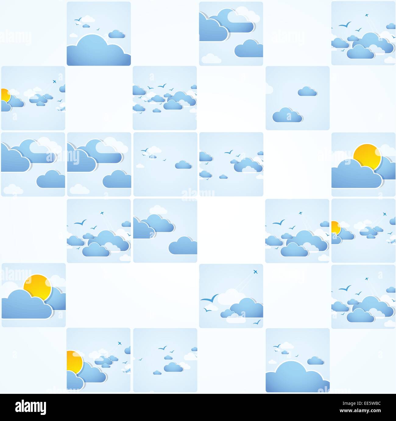 Mosaic theme. Good weather background. Blue sky with clouds. Vector ...
