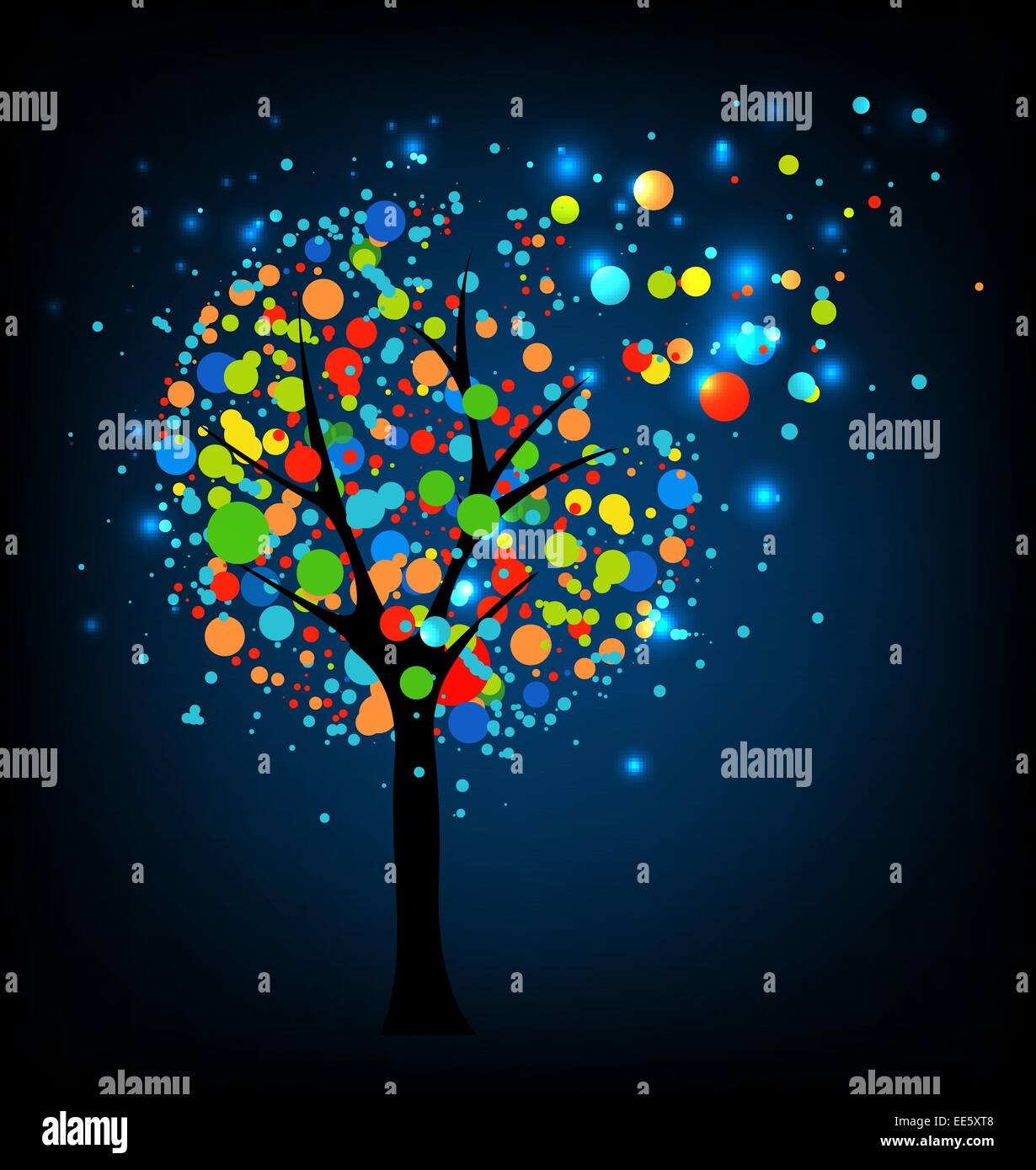 Tree painting night Stock Vector Images - Alamy