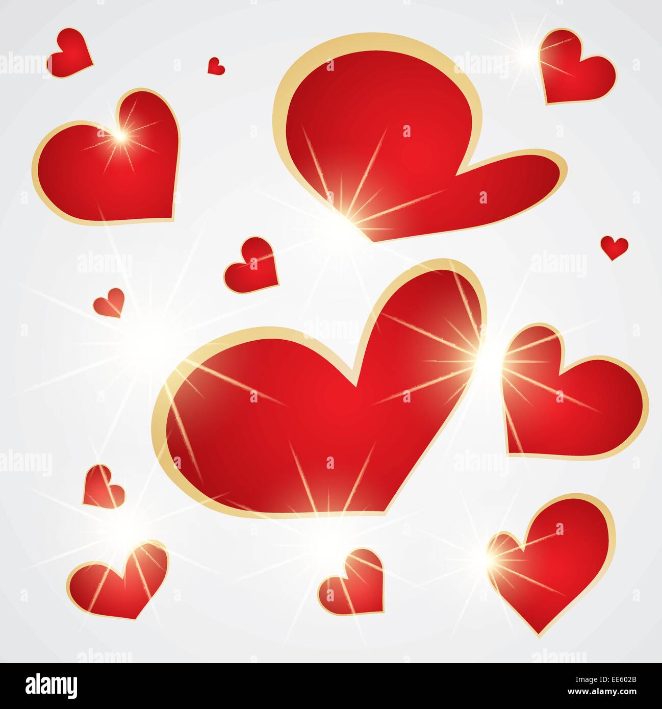 Red hearts background with glowing stars Stock Vector Image & Art - Alamy