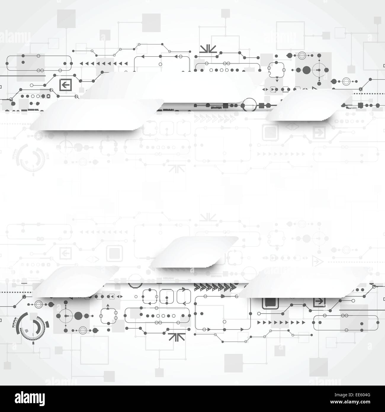 Abstract technological background with various technological elements ...