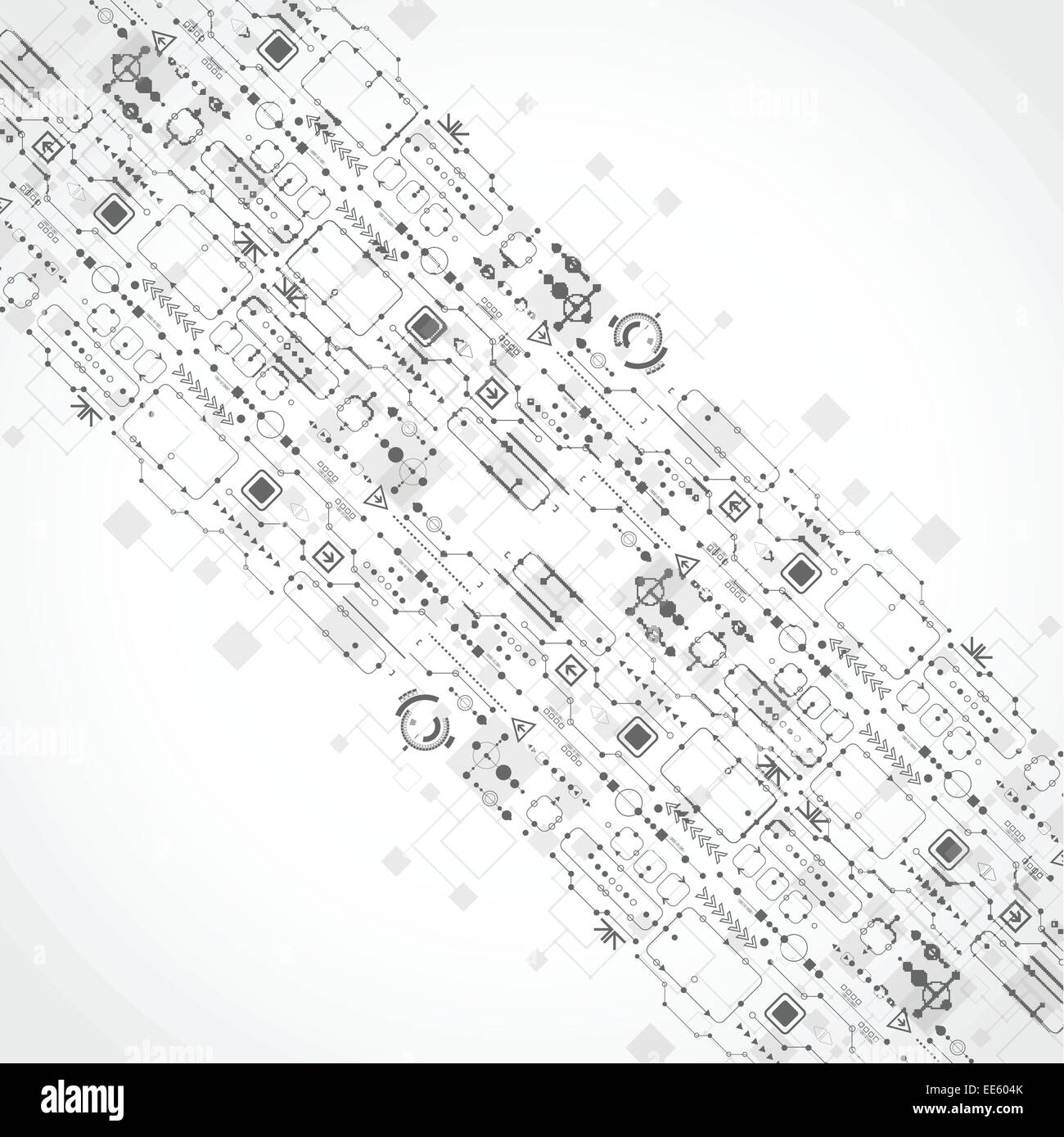 Abstract technological background with various technological elements ...