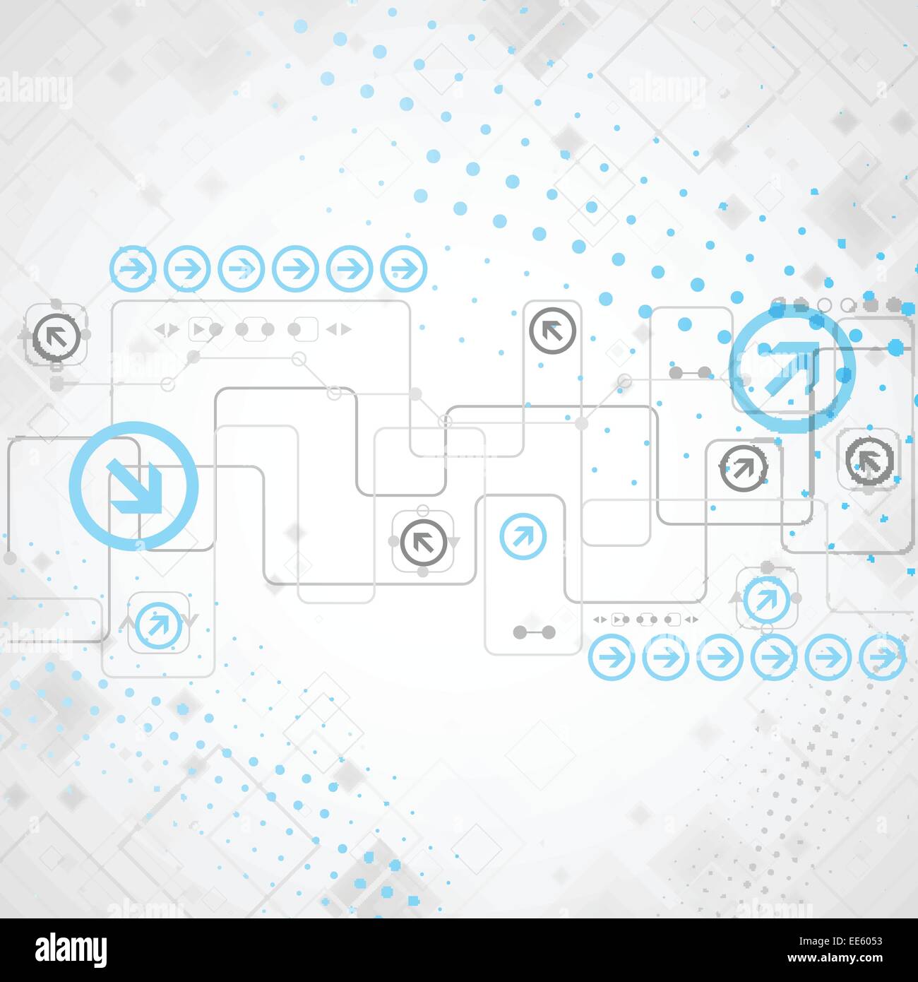 Abstract technological background with various technological elements ...