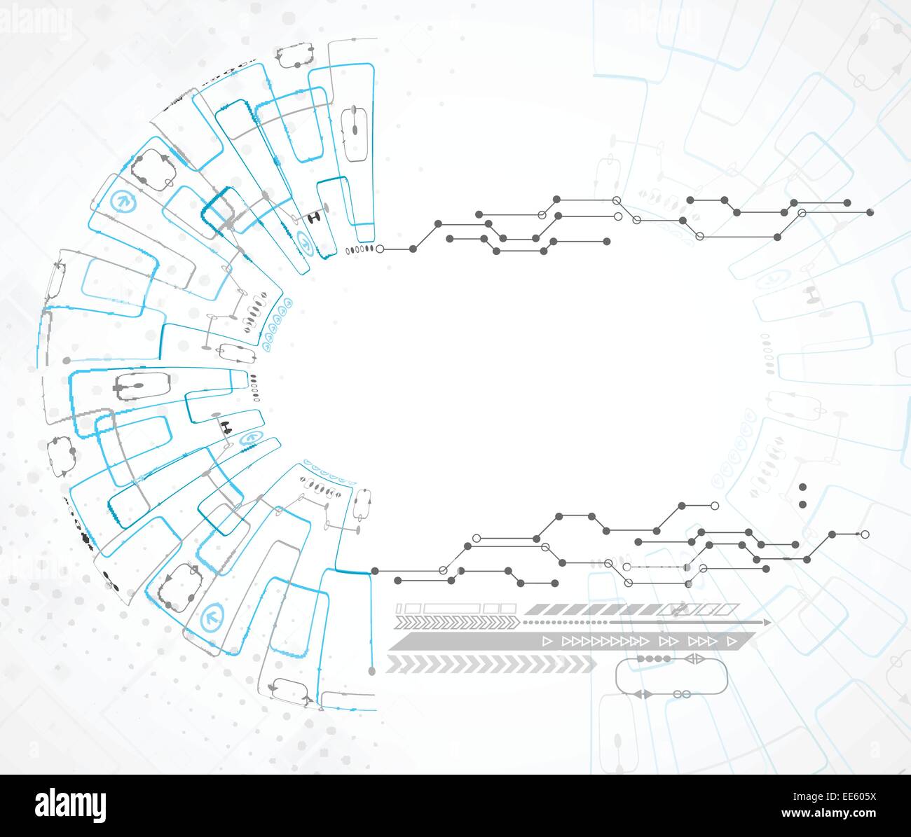 Abstract technological background with various elements Stock Vector ...