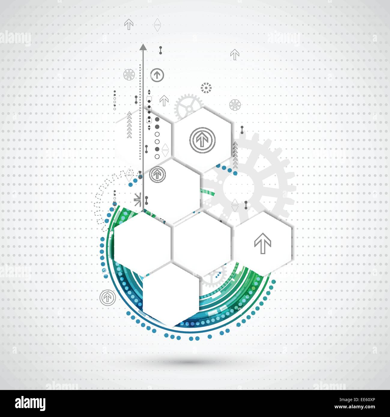 Abstract technological background with various technological elements ...