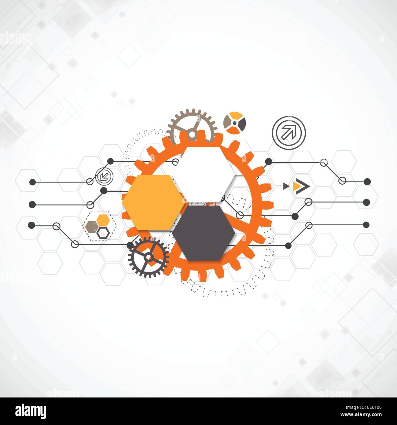 Abstract technological background with various technological elements ...