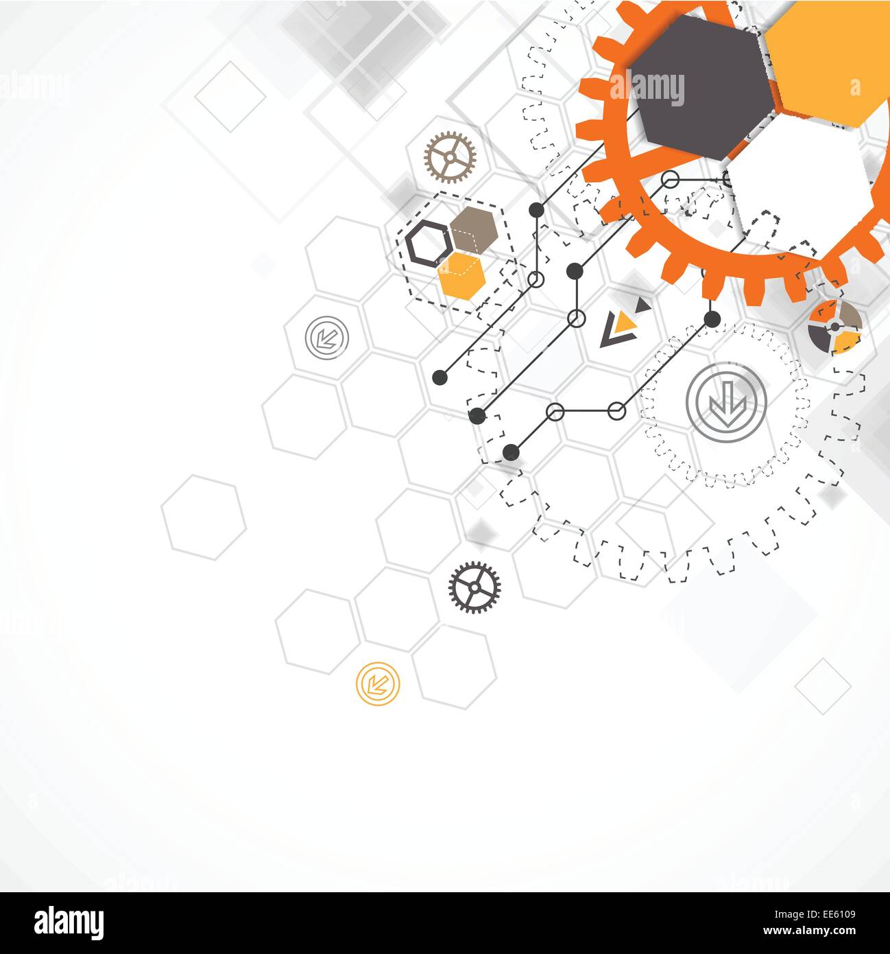 Abstract technological background with various technological elements ...