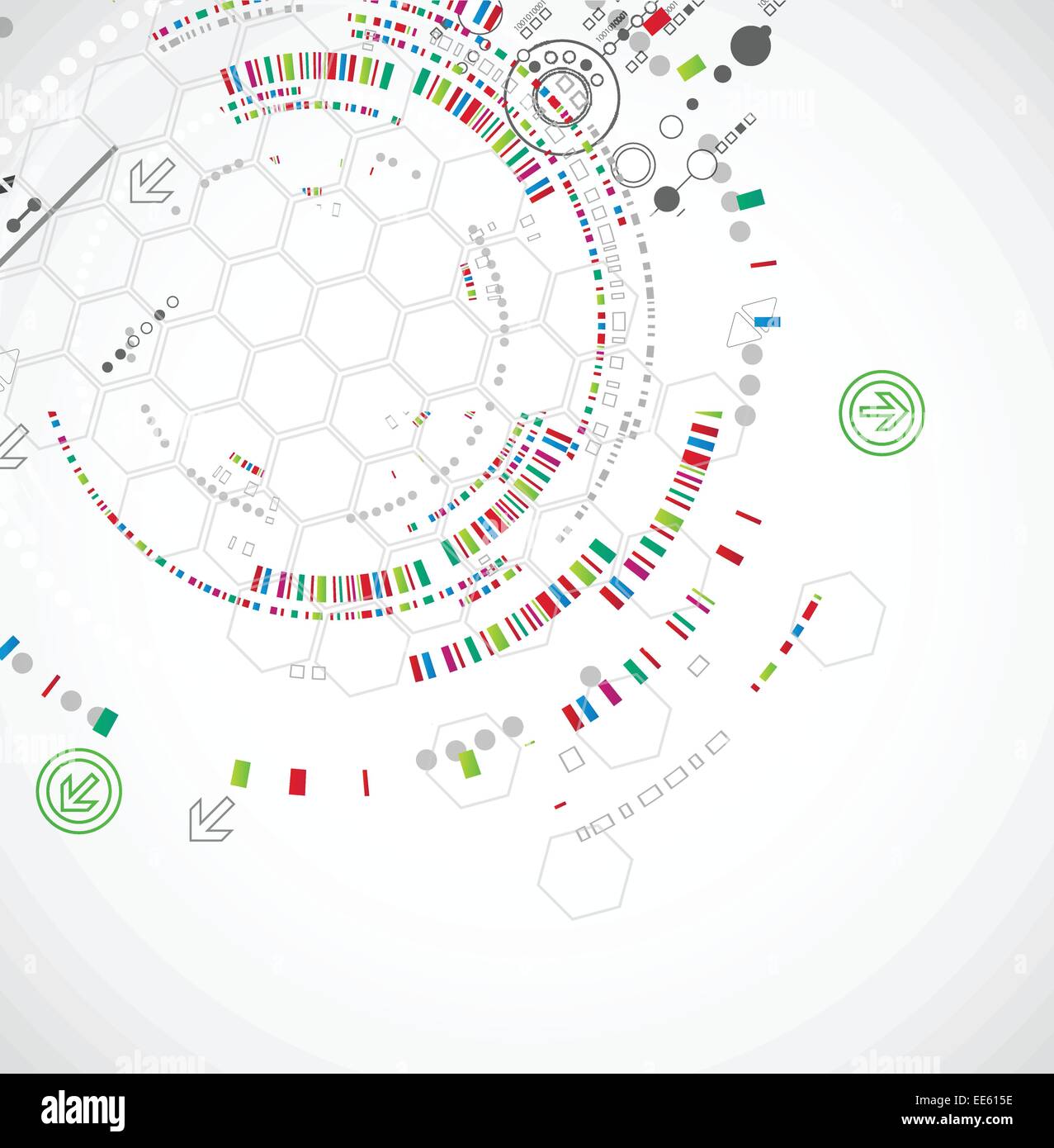 Abstract technological background with various technological elements ...