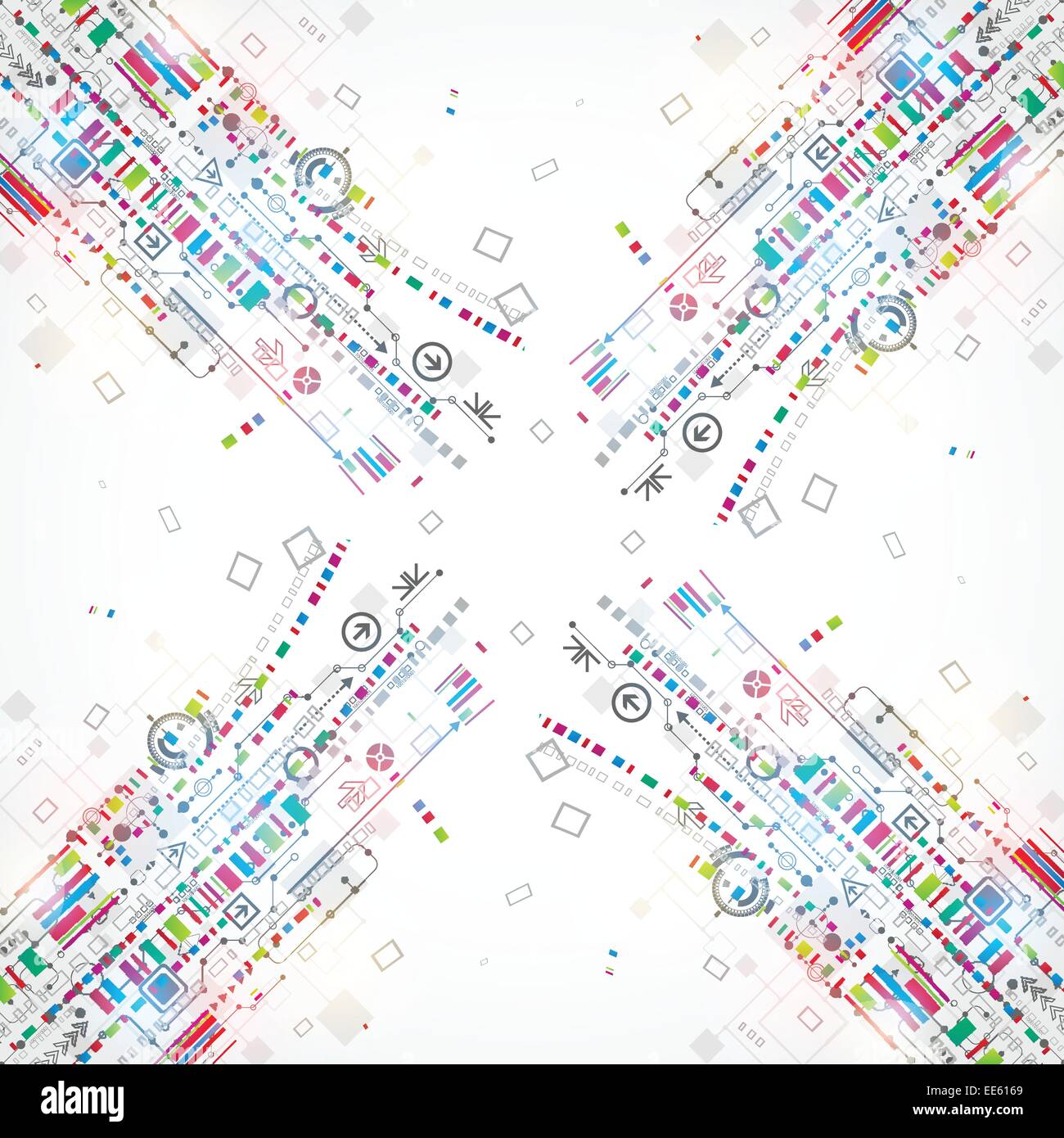 Abstract technological background with various technological elements ...