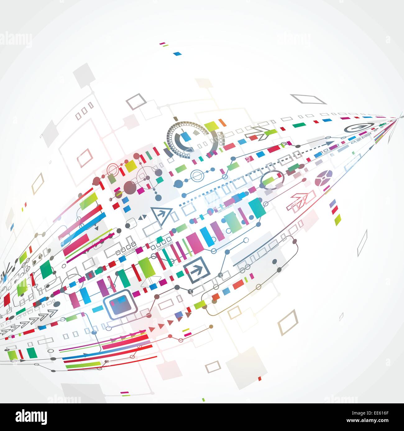 Abstract technological background with various technological elements ...